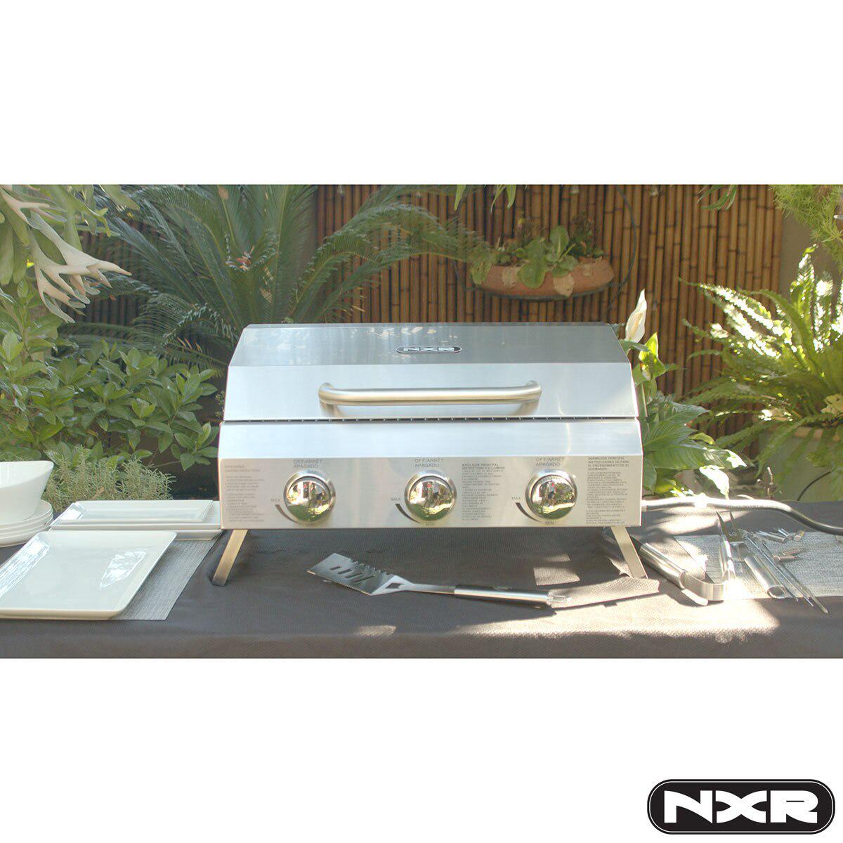 NXR 3 Burner Stainless Steel Table Top Gas Barbecue BBQ