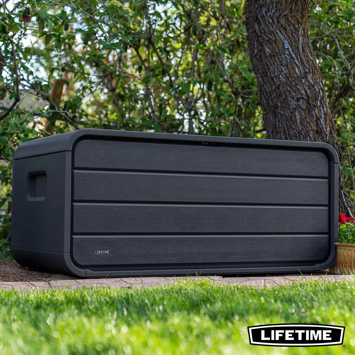 Lifetime 514 Litre Modern Outdoor Garden Storage Deck Box - Black