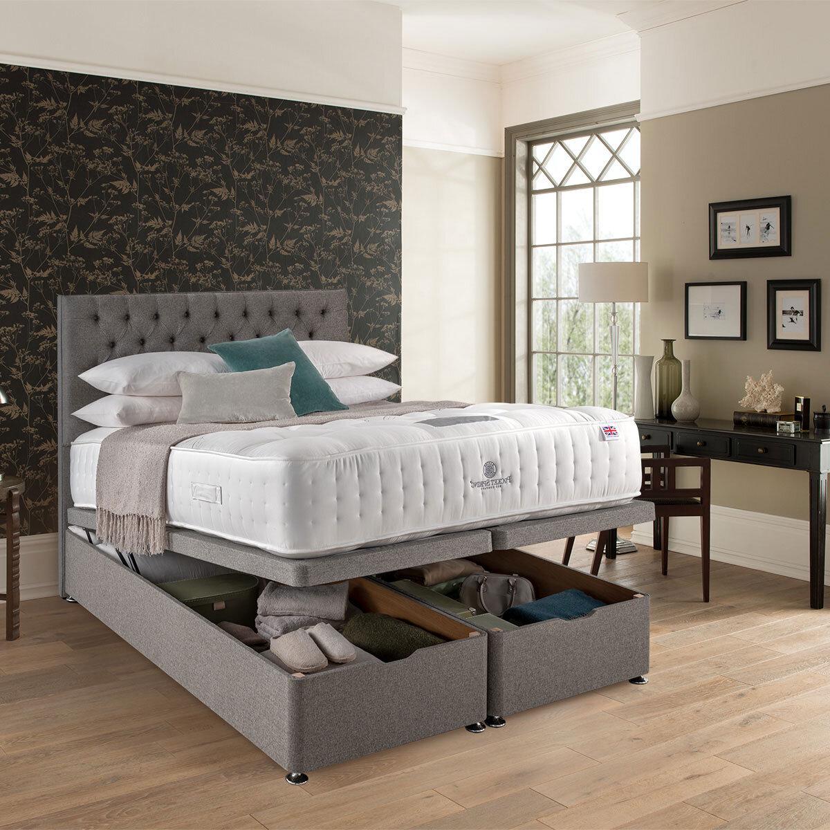 Pocket Spring Bed Company Pemberley Mattress and Light Grey Full Ottom