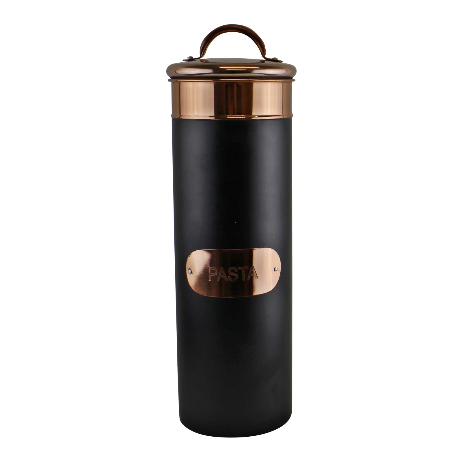 Black & Copper Kitchen Pasta Storage Canister Tin ~ Gorgeous Metal Spa
